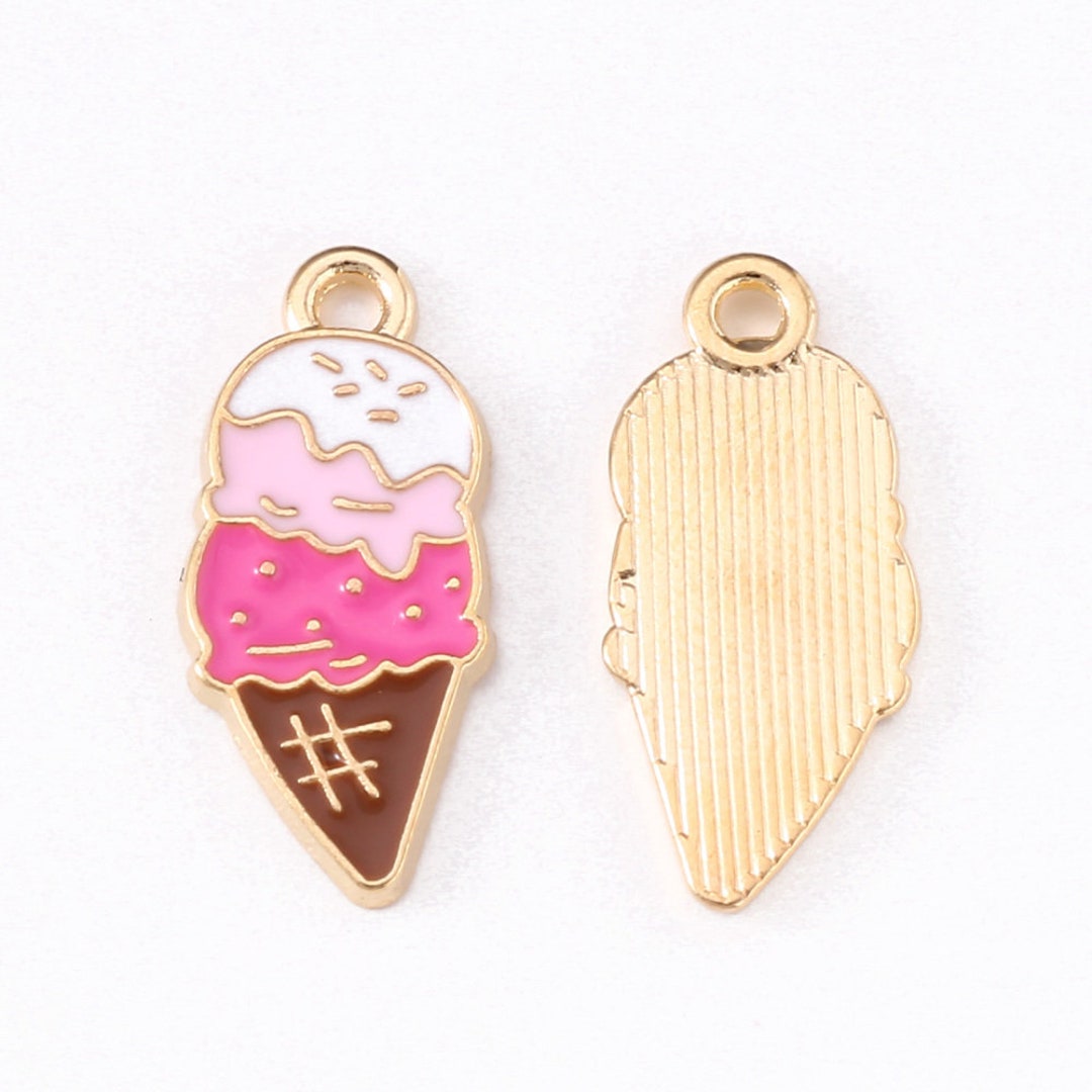 Gold Enamel Ice Cream Charm Ice Cream Charms Enamel Charms Bulk Charms ...