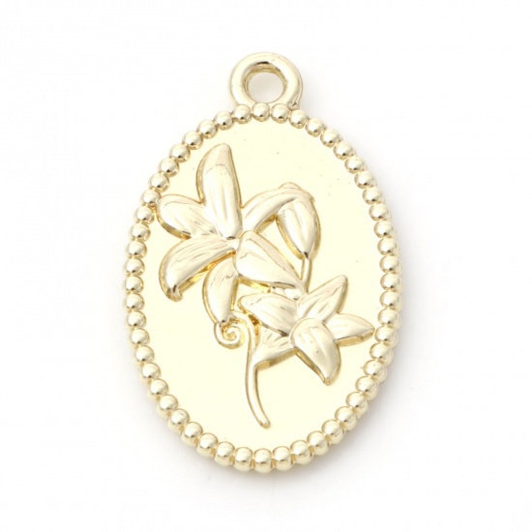 Double-sided Oval Daffodil Flower Charm Floral Charms Bulk Charms Set ...