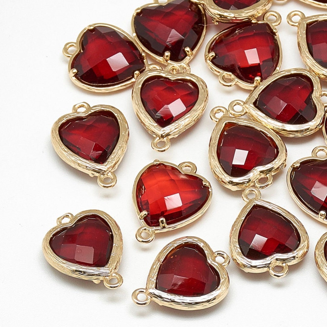 Glass Heart Connectors Valentine's Day Connectors Bulk Connectors Set ...
