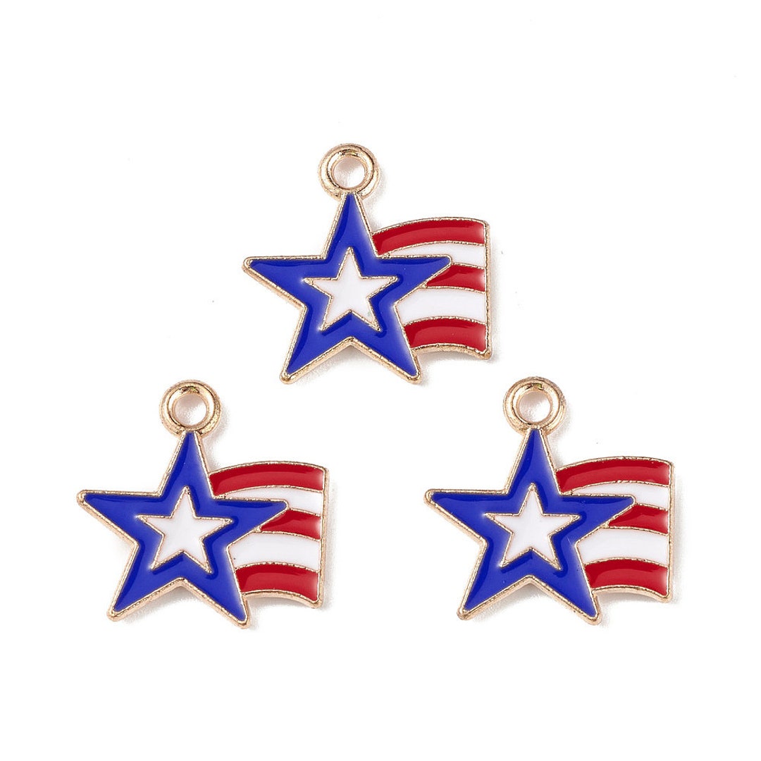 Enamel Red, White & Blue Shooting Star Charm 4th of July Charms Bulk ...