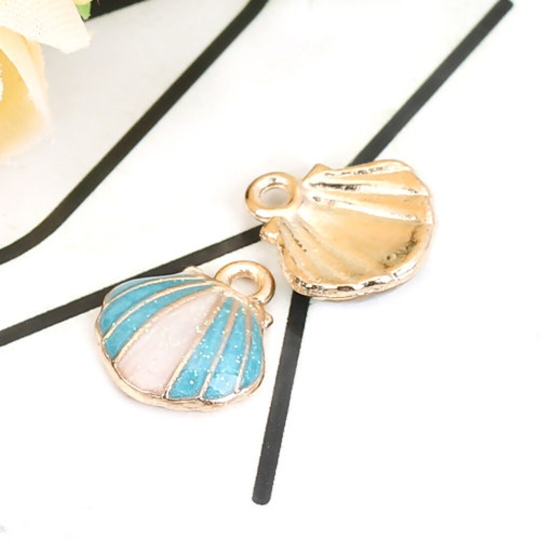 Glitter Enamel Sea Shell Charm Sea Shell Charms Enamel - Etsy