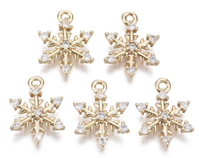 2 of 925 Sterling Silver Snowflake Charms With Lab Grown - Etsy