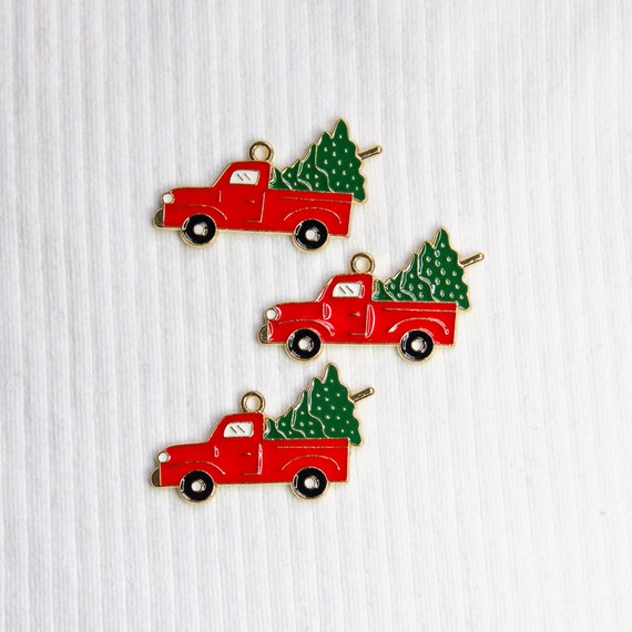 Gold Enamel Red Truck With Christmas Tree Charm Christmas Charms Bulk Charms Set of 5 Charms Set of 10 Charms Set of 20 Charms Etsy UK