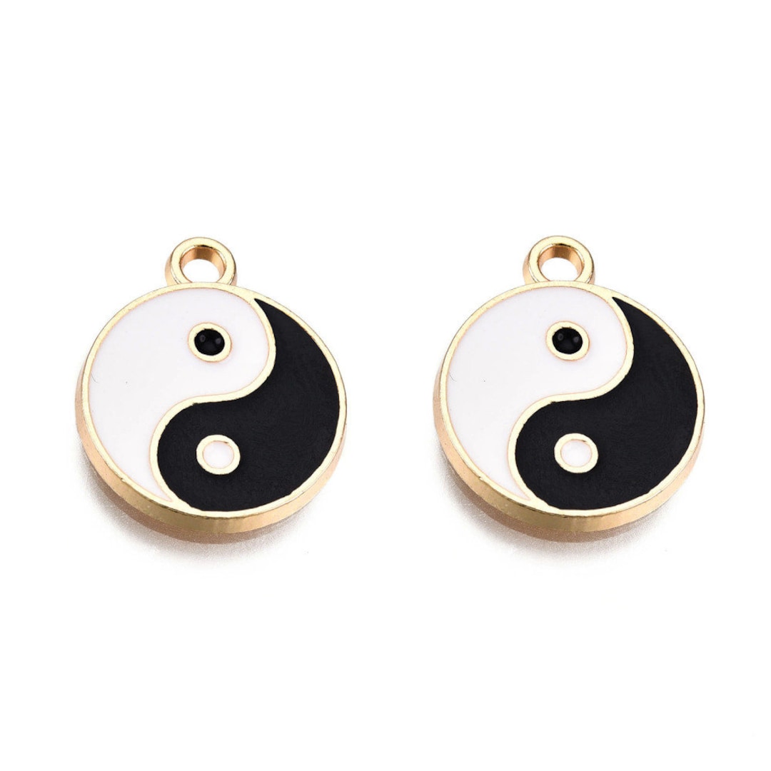 Gold Enamel Yin and Yang Charm | Symbolic Charms - Etsy