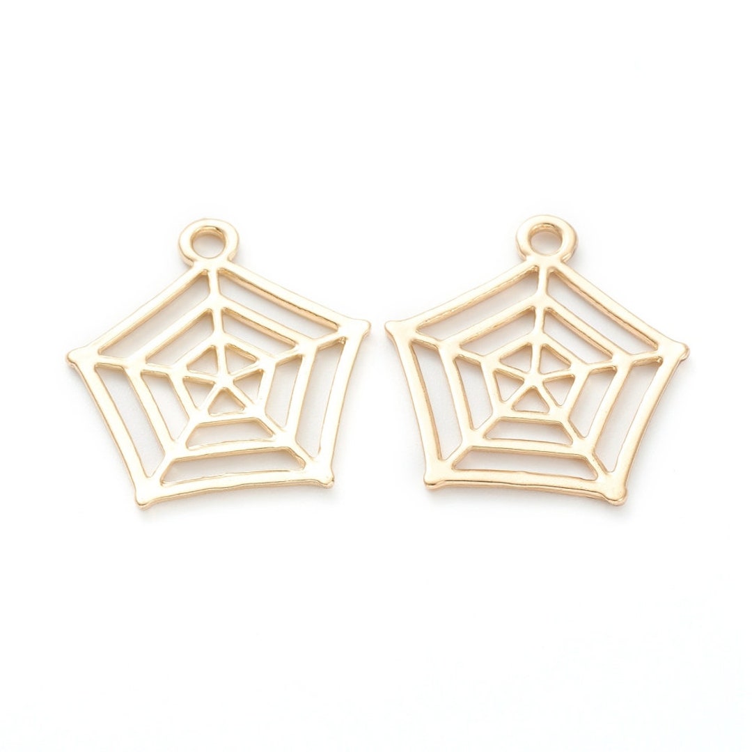 Gold Spider Web Charm | Halloween Charms | Holiday Charms - Etsy