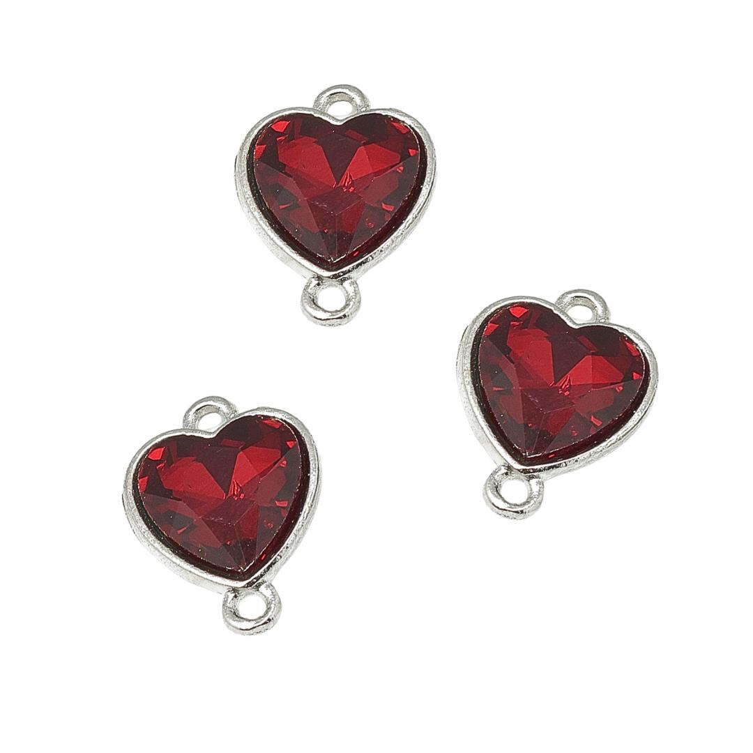Silver Faceted Glass Heart Connector | Valentine's Day Connectors ...