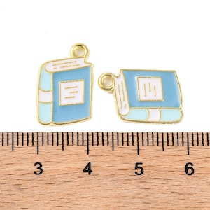 Gold-plated Enamel Book Charm | Book Charms - Etsy