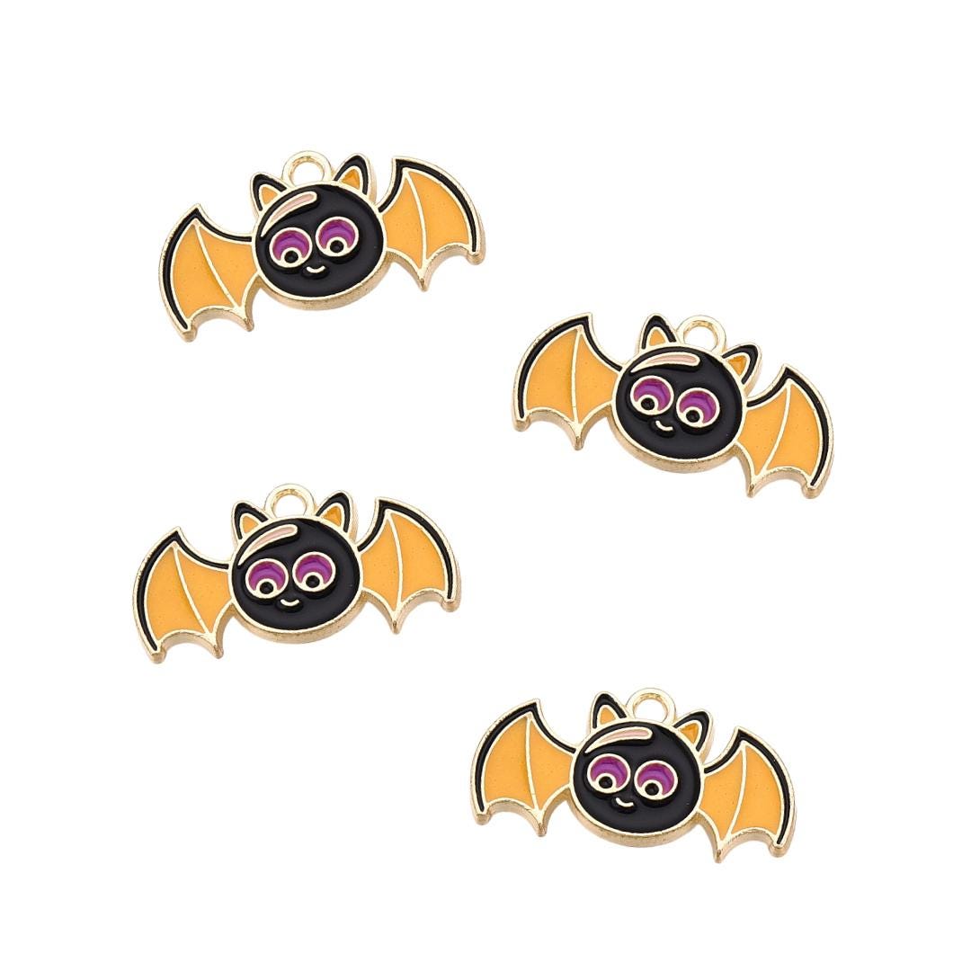 Gold Enamel Bat Charm | Halloween Charms | Holiday Charms - Etsy