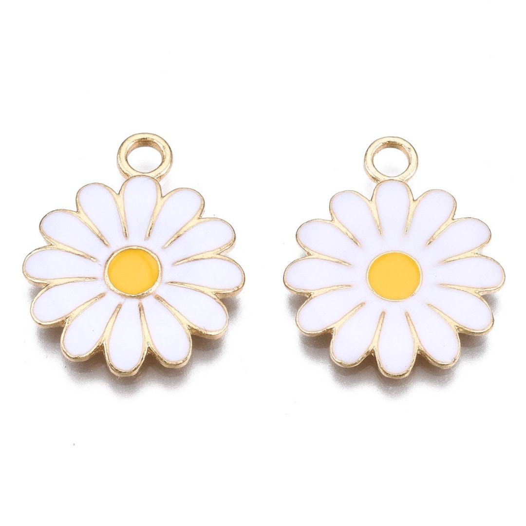 Gold Enamel Flower Charm Spring Charms Flower Charms Bulk Charms Set of ...