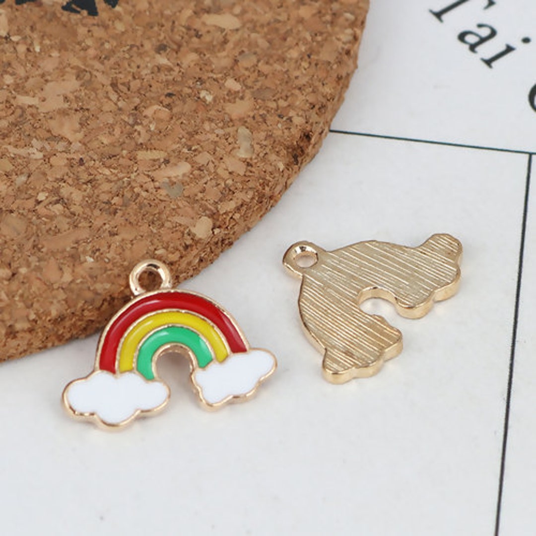 Gold-plated Enamel Rainbow Charm | Weather Charms | Enamel Charms ...