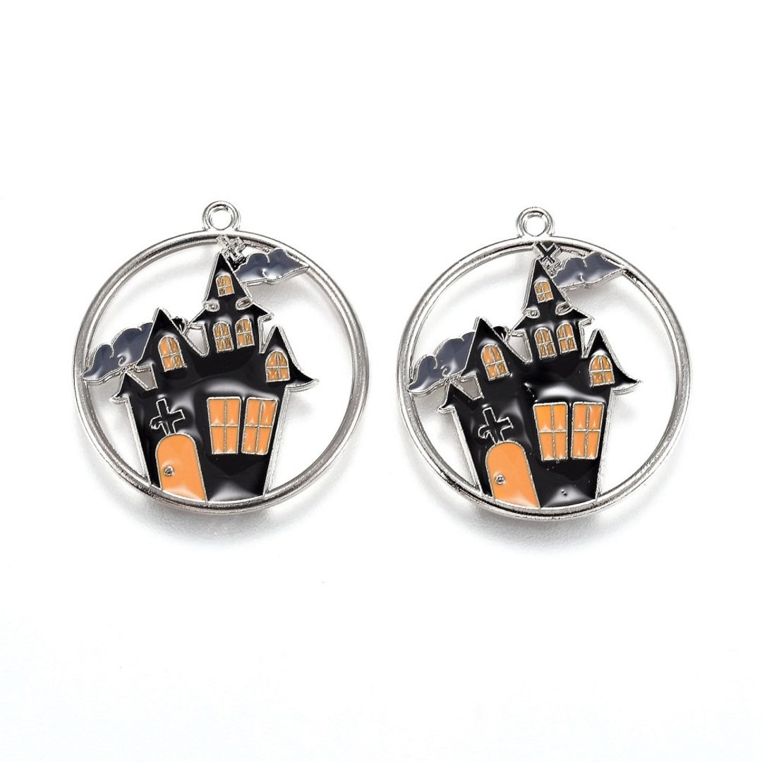 Enamel Haunted House Charm Halloween Charms Bulk Charms Set of 5 Charms ...