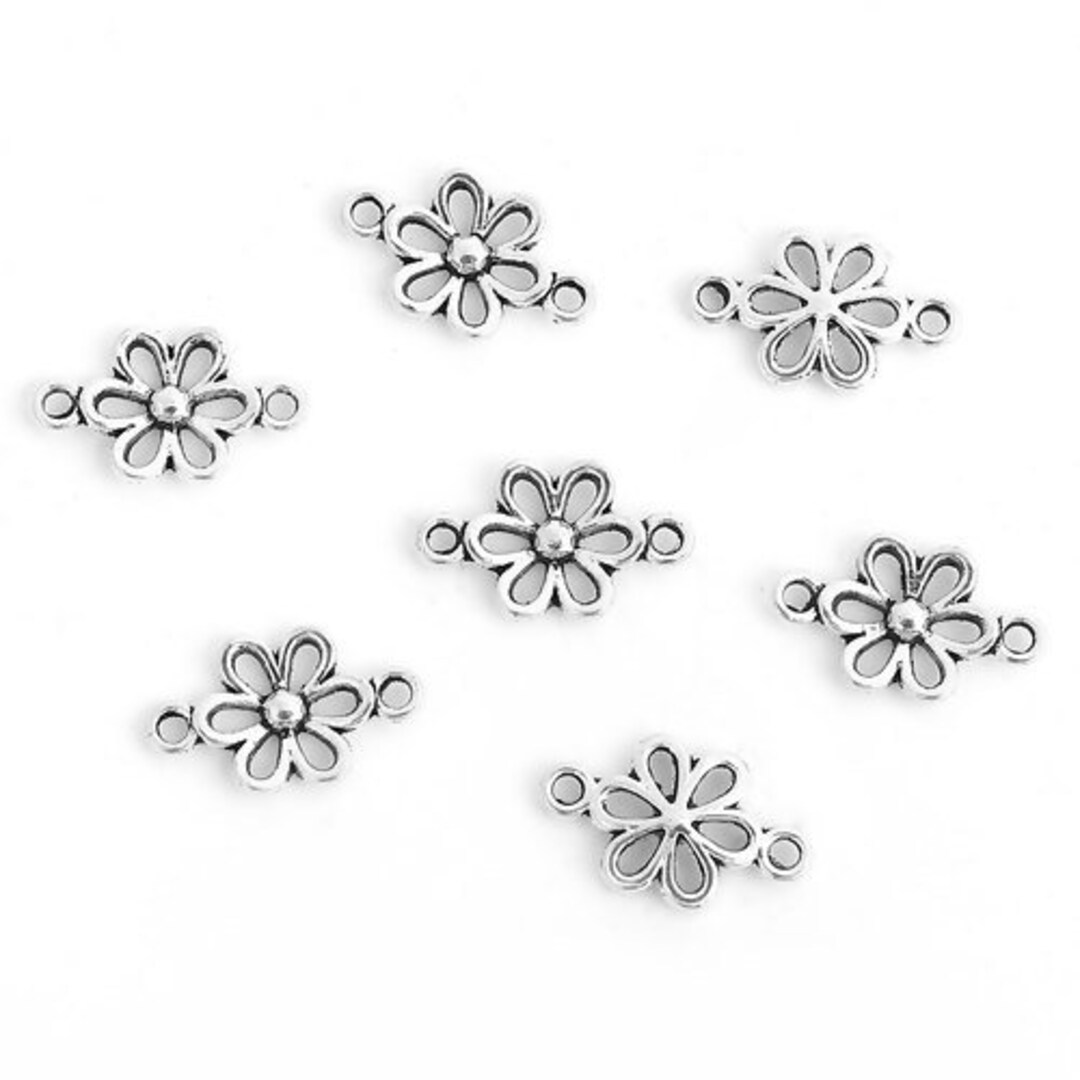 Small Antique Silver Daisy Connector | Spring Connectors | Flower ...