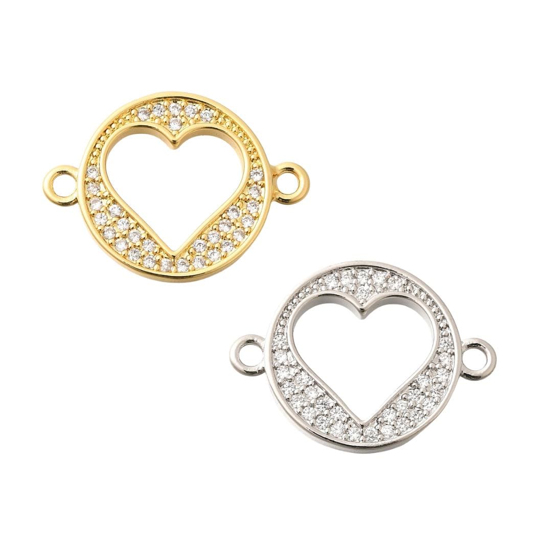 Cubic Zirconia Heart Outline Connector | Valentine's Day Connectors ...