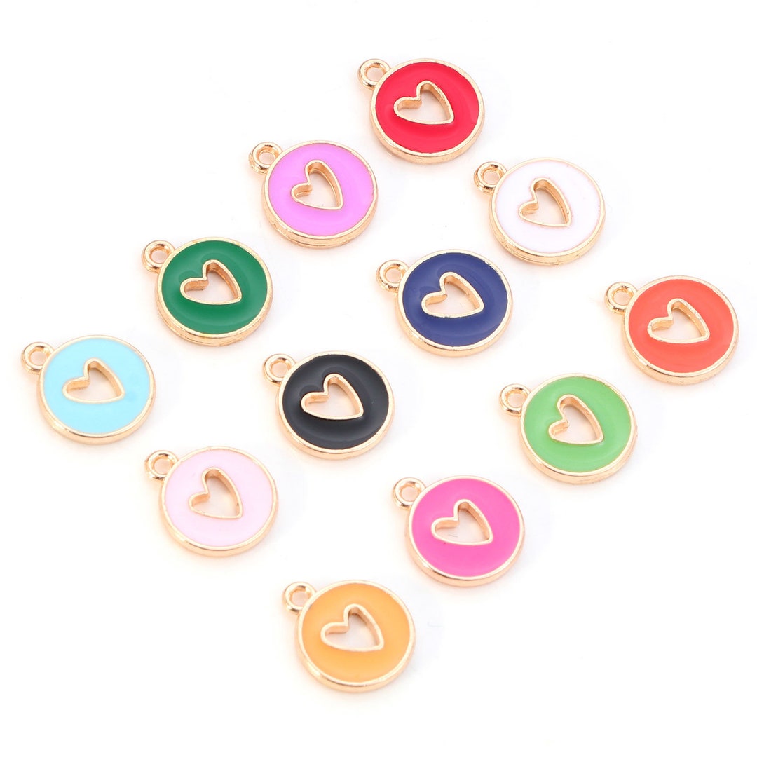 Enamel Cut-out Heart Charms Valentine's Day Charms Bulk Charms Set of 5 ...