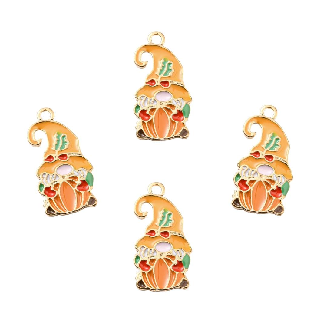 Gold Enamel Autumn Gnome Charm | Autumn Charms | Thanksgiving Charms ...