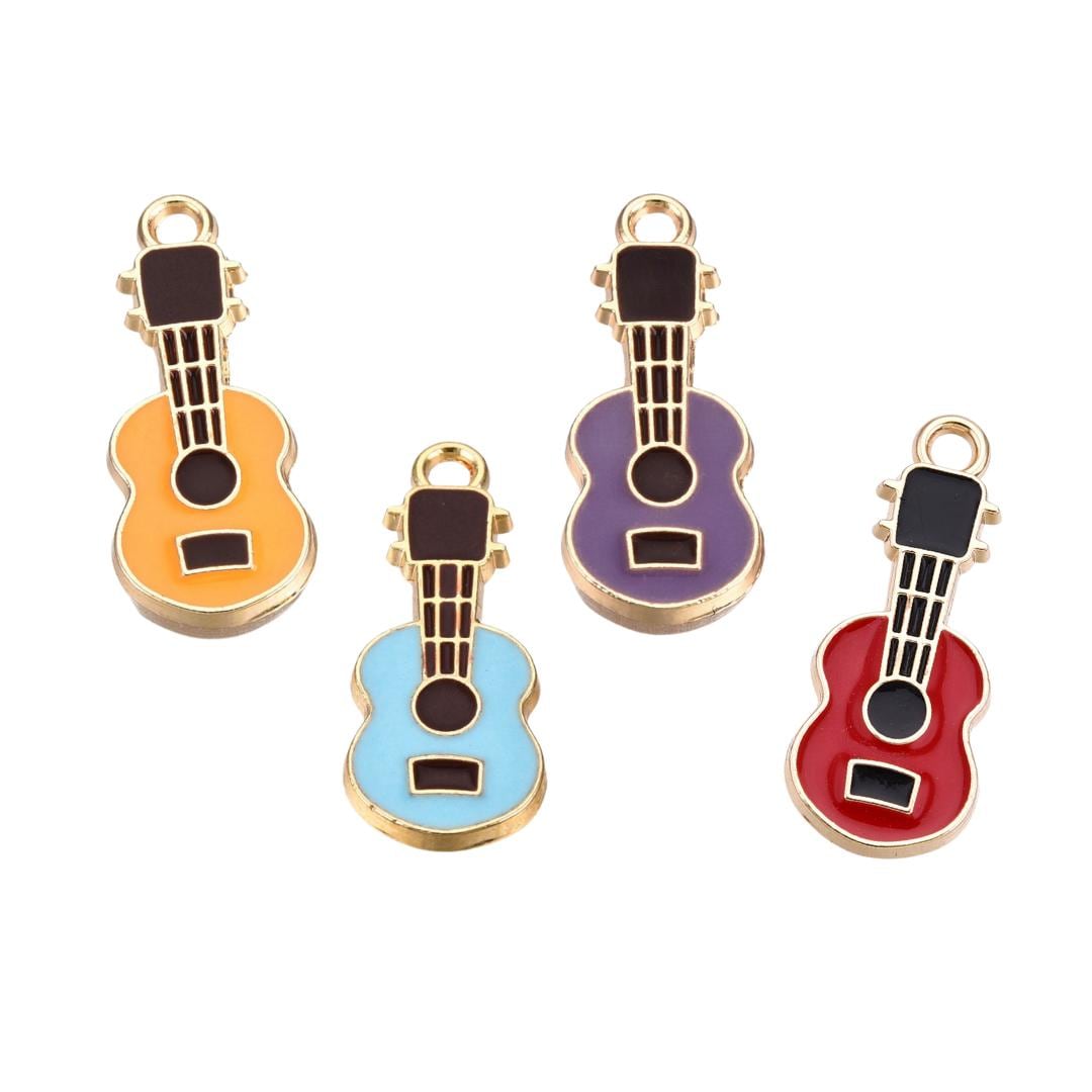 Gold Eco-friendly Enamel Guitar Charm | Musical Instrument Charms ...