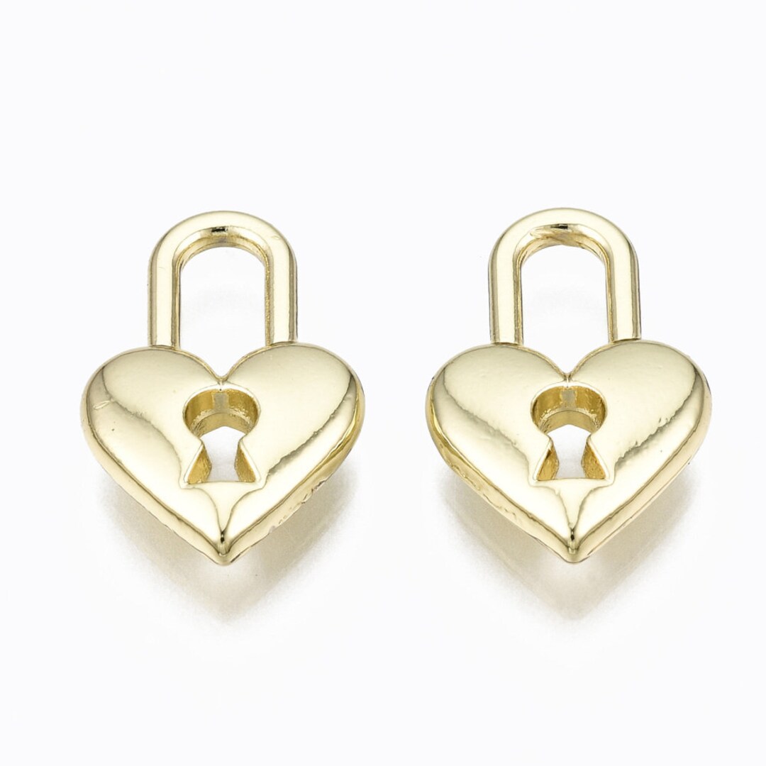 Gold Heart Lock Charm Valentine's Day Charm Heart Charms Bulk Charms ...