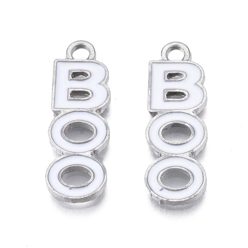 Silver Enamel Vertical BOO Charm | Halloween Charms | Holiday Charms - Etsy
