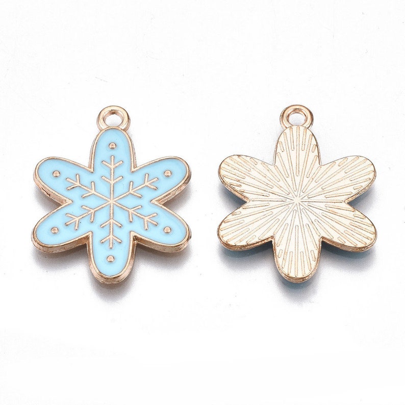 Gold Enamel Snowflake Charm | Christmas Charms | Winter Charms - Etsy