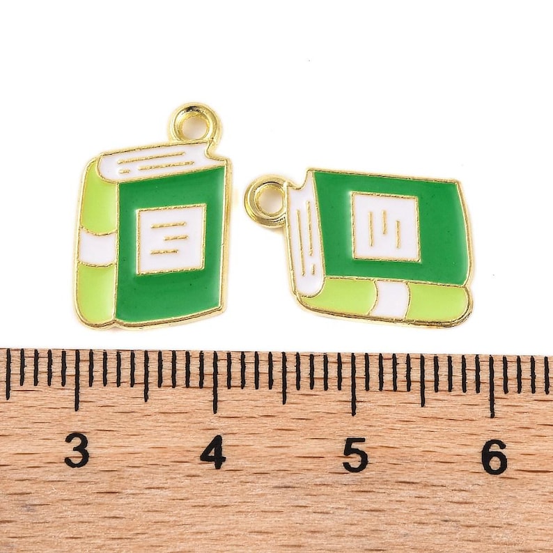 Gold-plated Enamel Book Charm | Book Charms - Etsy