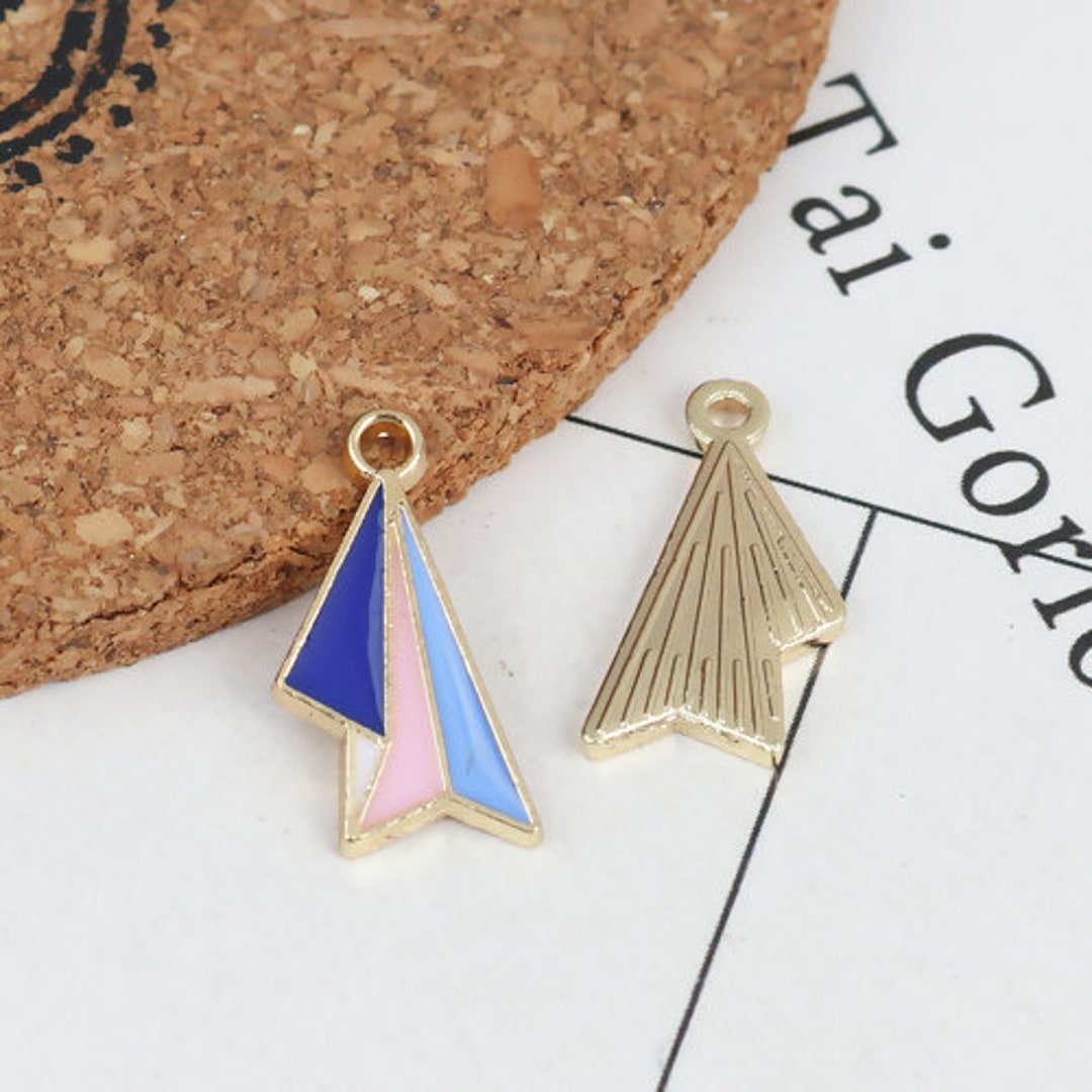 Gold-plated Enamel Paper Airplane Charm Bulk Charms Set of 5 Charms Set ...