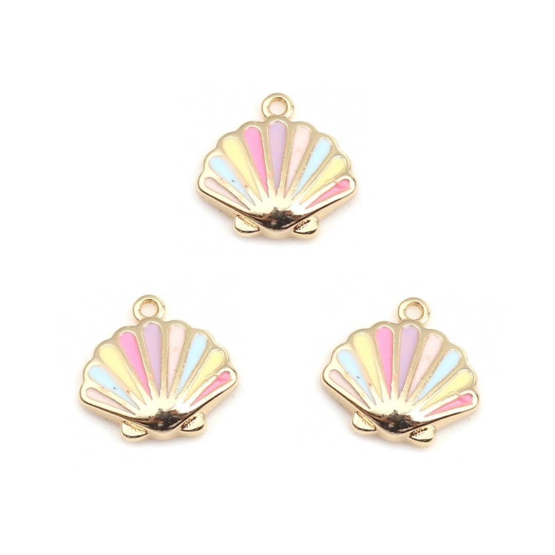 Tiny 18K Gold-plated Enamel Sea Shell Charm | Summer Charms | Ocean ...
