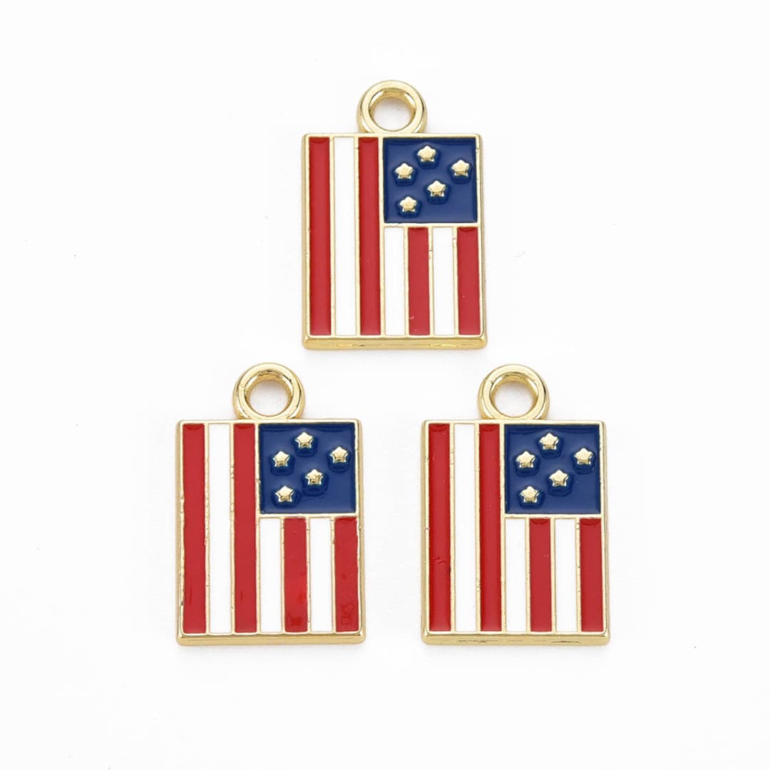 Gold Enamel American Flag Charm | 4th of July Charms | Bulk Charms ...
