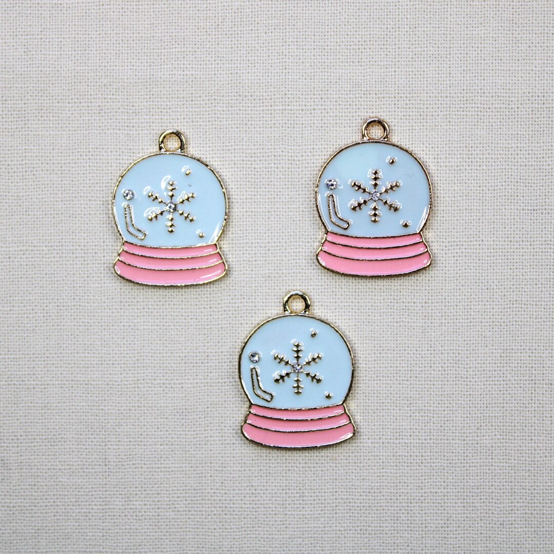 Enamel Snow Globe Charm Christmas Charms Winter Charms Bulk Charms Set ...
