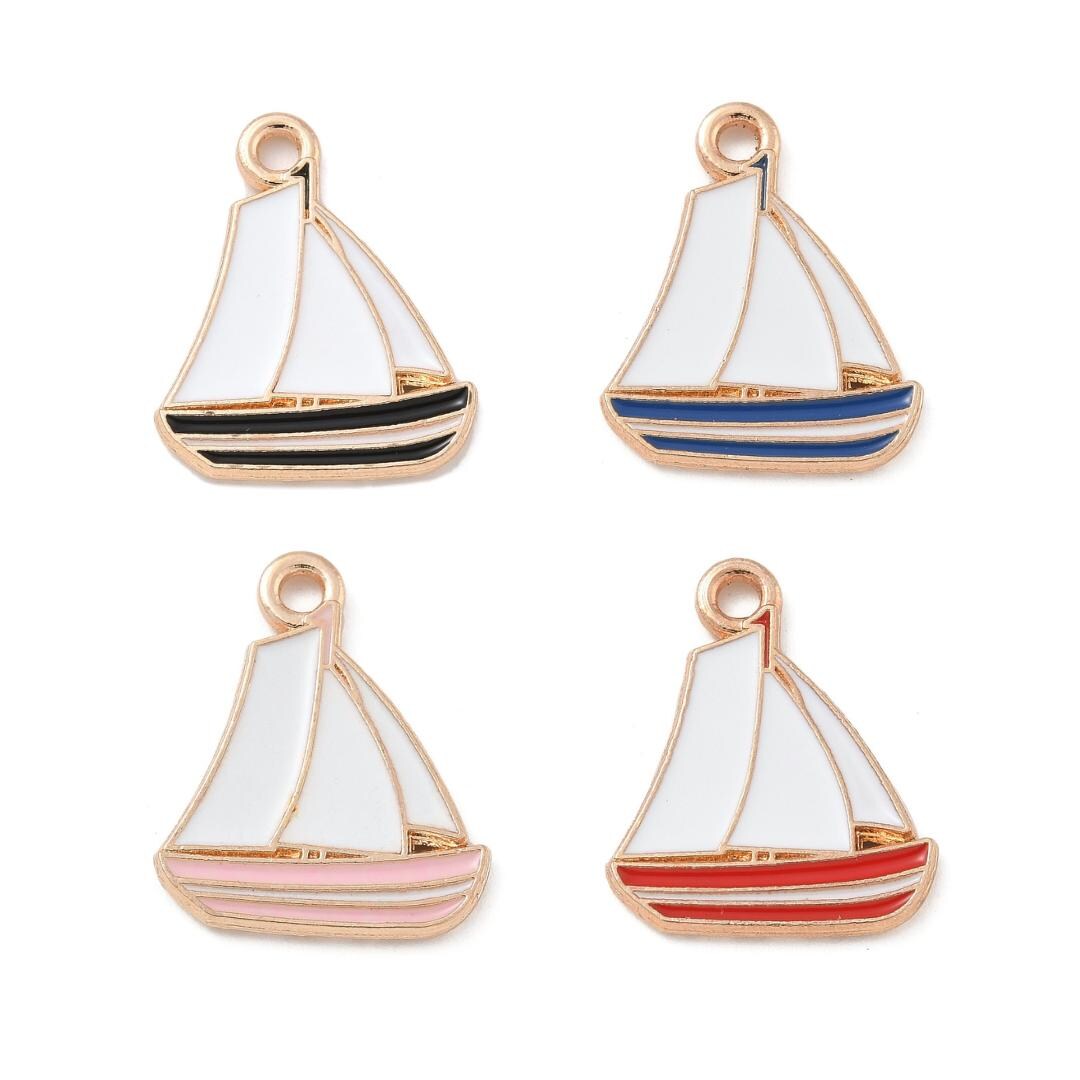 Gold Enamel Sailboat Charm | Summer Charms | Ocean Charms | Nautical ...