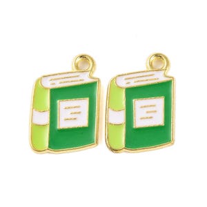 Gold-plated Enamel Book Charm | Book Charms - Etsy