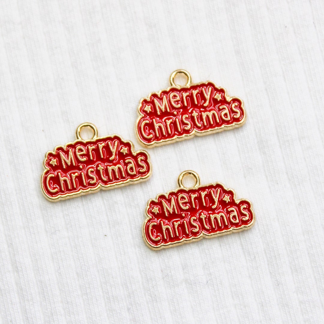 Enamel Merry Christmas Charm Christmas Charms Bulk Charms Set of 5 ...