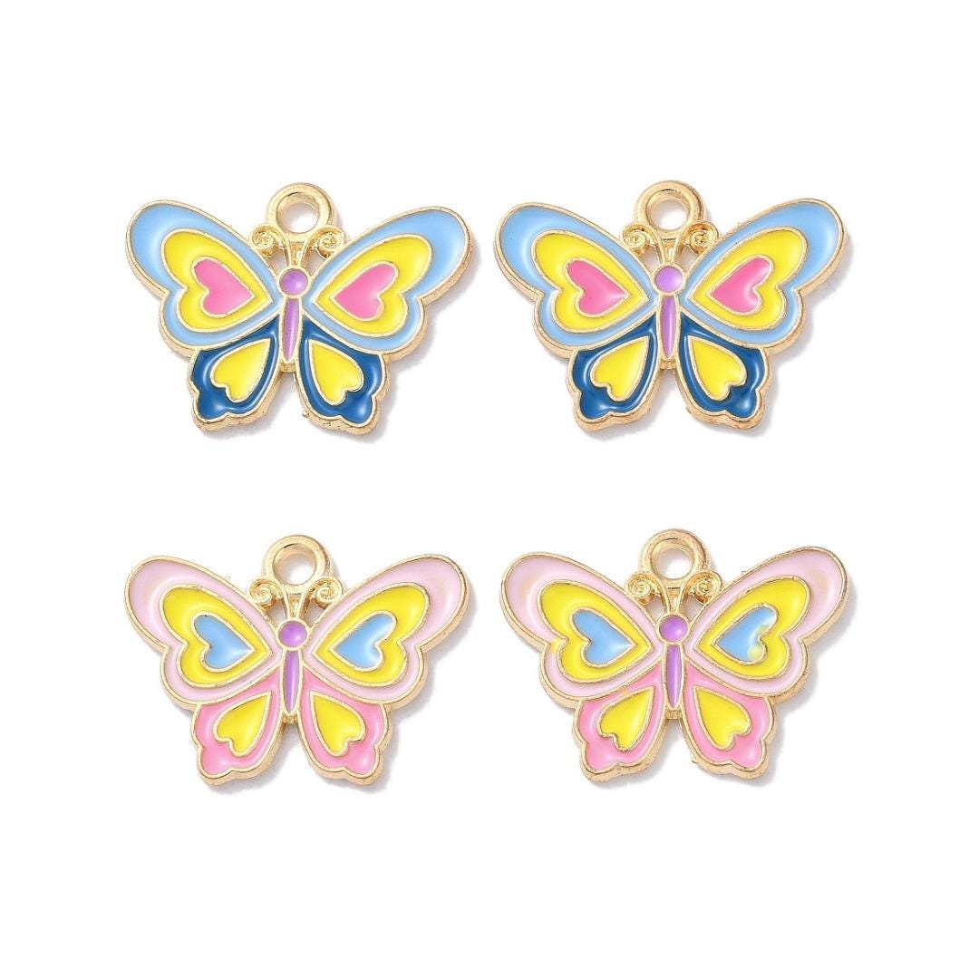 Gold Enamel Bright Butterfly Charm | Spring Charms | Insect Charms - Etsy