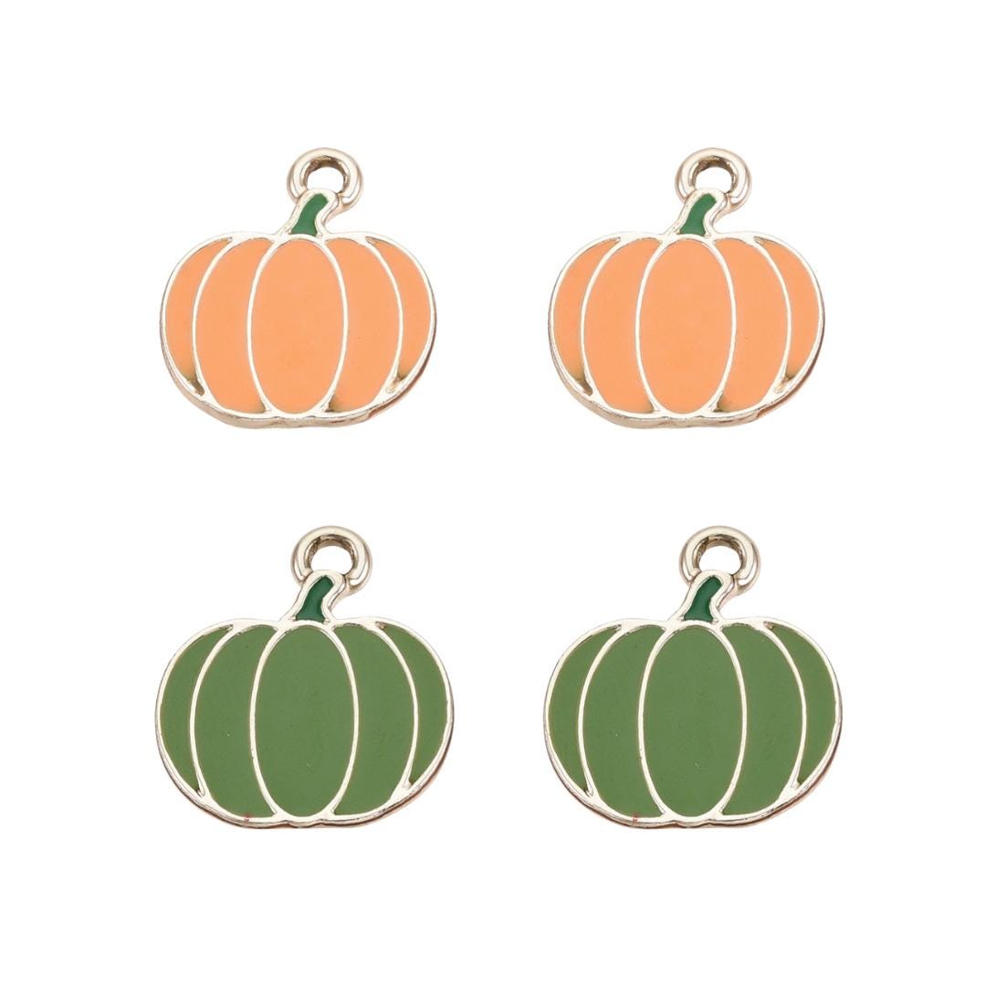 Gold Enamel Pumpkin Charm | Autumn Charms | Fall Charms - Etsy