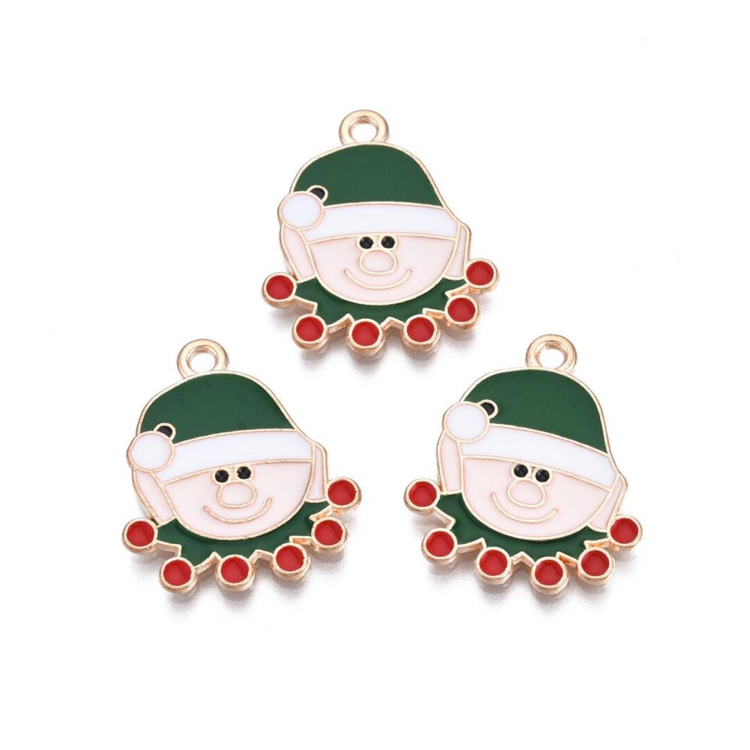 Gold Enamel Elf Charm | Christmas Charms | Holiday Charms - Etsy