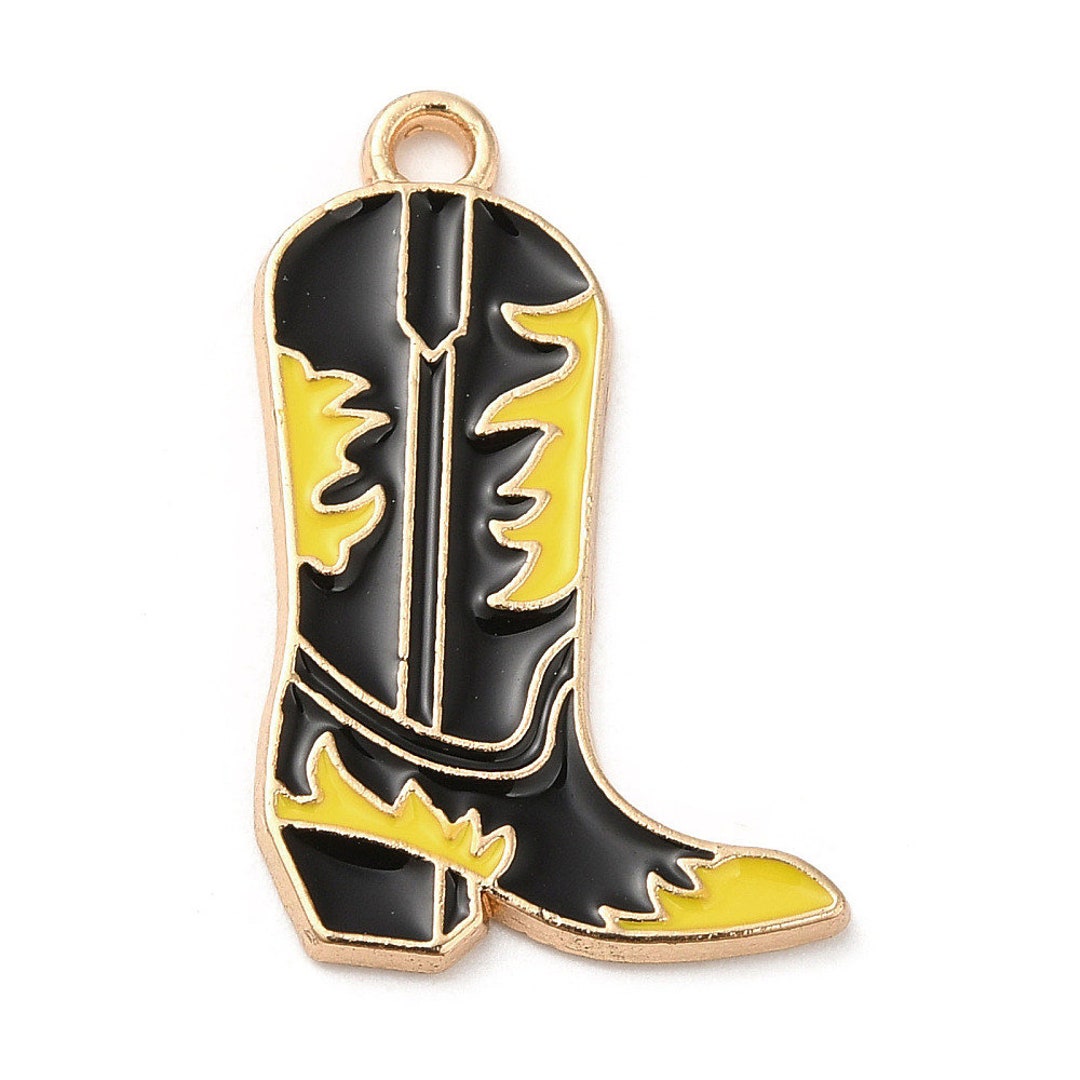 Gold Enamel Black and Yellow Cowboy Boot Charm Western Charms Bulk ...