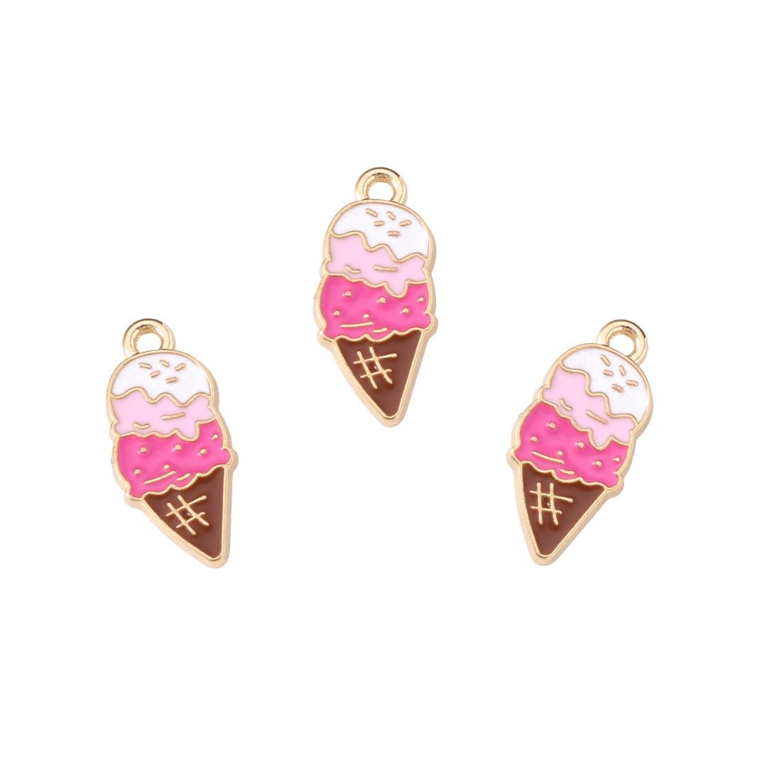 Gold Enamel Ice Cream Charm | Ice Cream Charms | Enamel Charms | Bulk ...