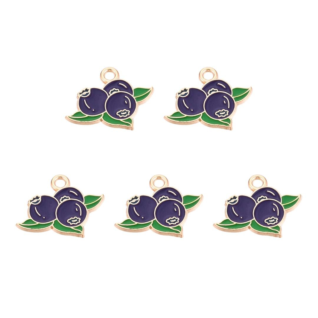 Light Gold Enamel Blueberry Bundle Charm | Fruit Charms | Food Charms ...