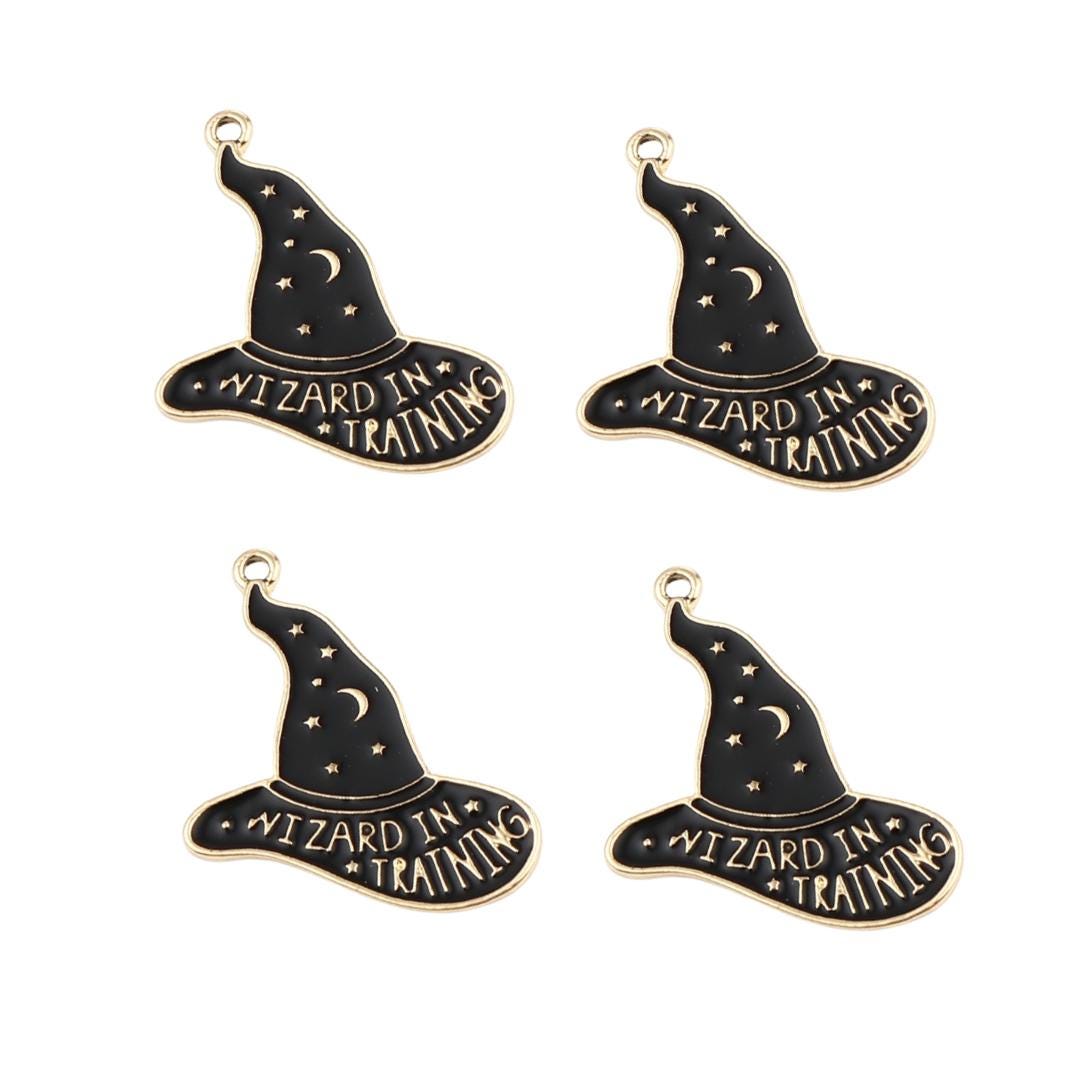 Gold-plated Enamel Wizard in Training Hat Charm | Halloween Charms ...