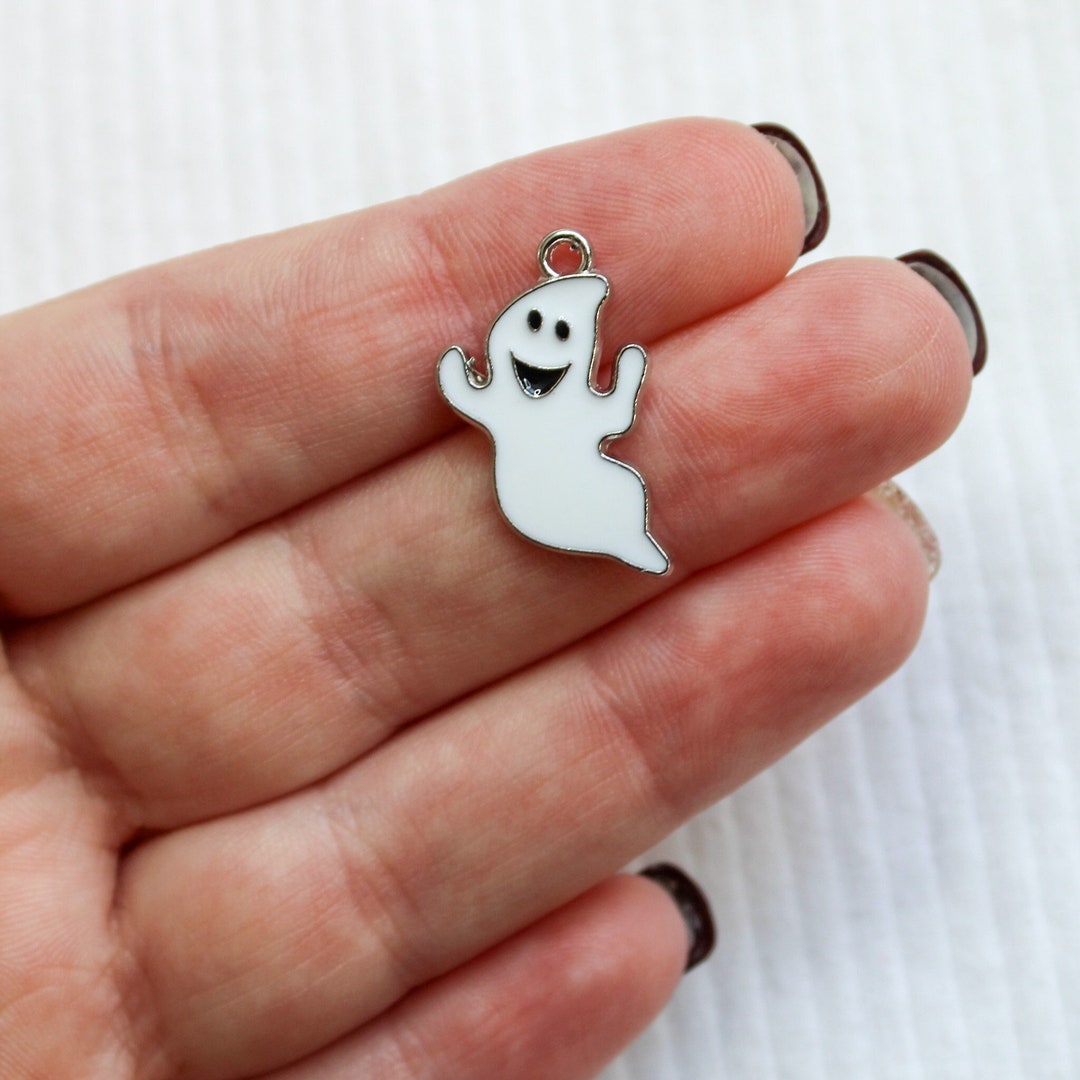 Silver Enamel Ghost Charm Halloween Charms Ghost Charms Bulk Charms Set ...