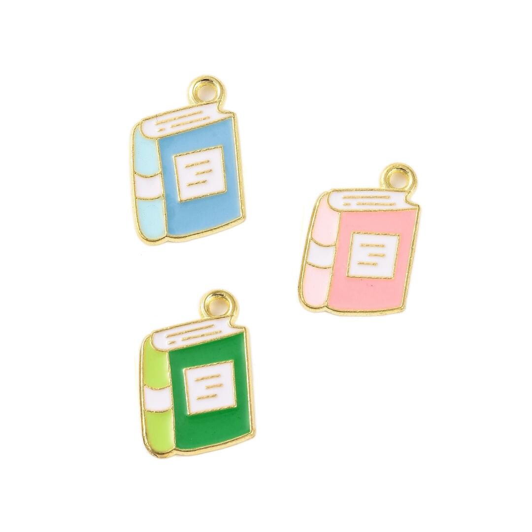 Gold-plated Enamel Book Charm | Book Charms - Etsy