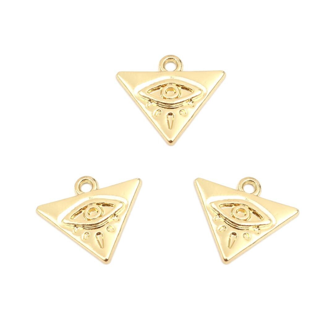 Gold-plated Triangle Evil Eye Charm | Symbolic Charms | Evil Eye Charms ...