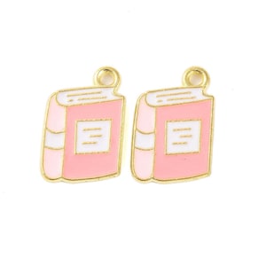 Gold-plated Enamel Book Charm | Book Charms - Etsy