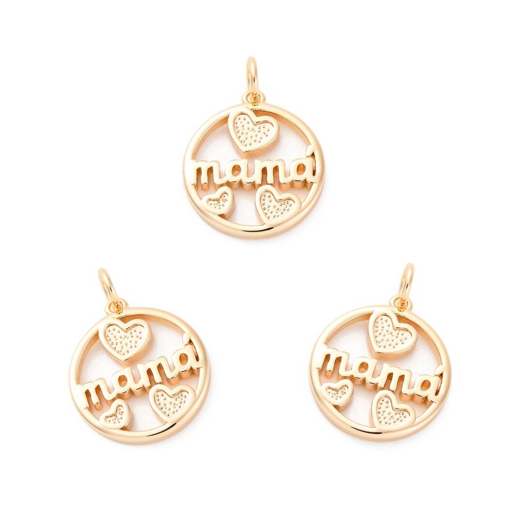 18K Gold-plated Mama Circle With Mini Hearts Charm | Mother's Day ...