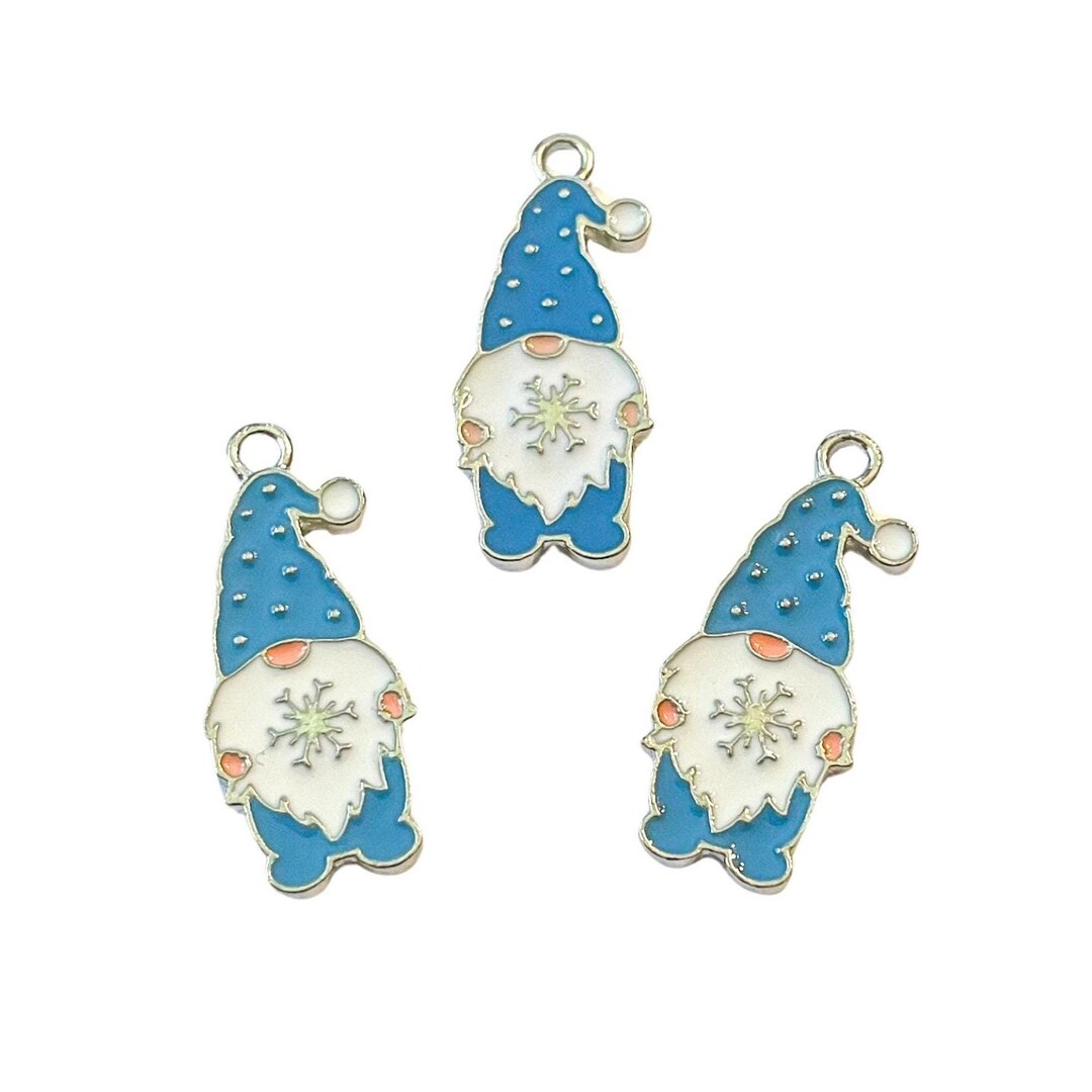 Silver Enamel Winter Gnome Charm | Winter Charms | Christmas Charms ...