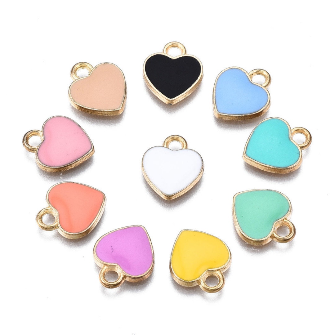 Gold Enamel Heart Charm | Valentine's Day Charms | Heart Charms - Etsy