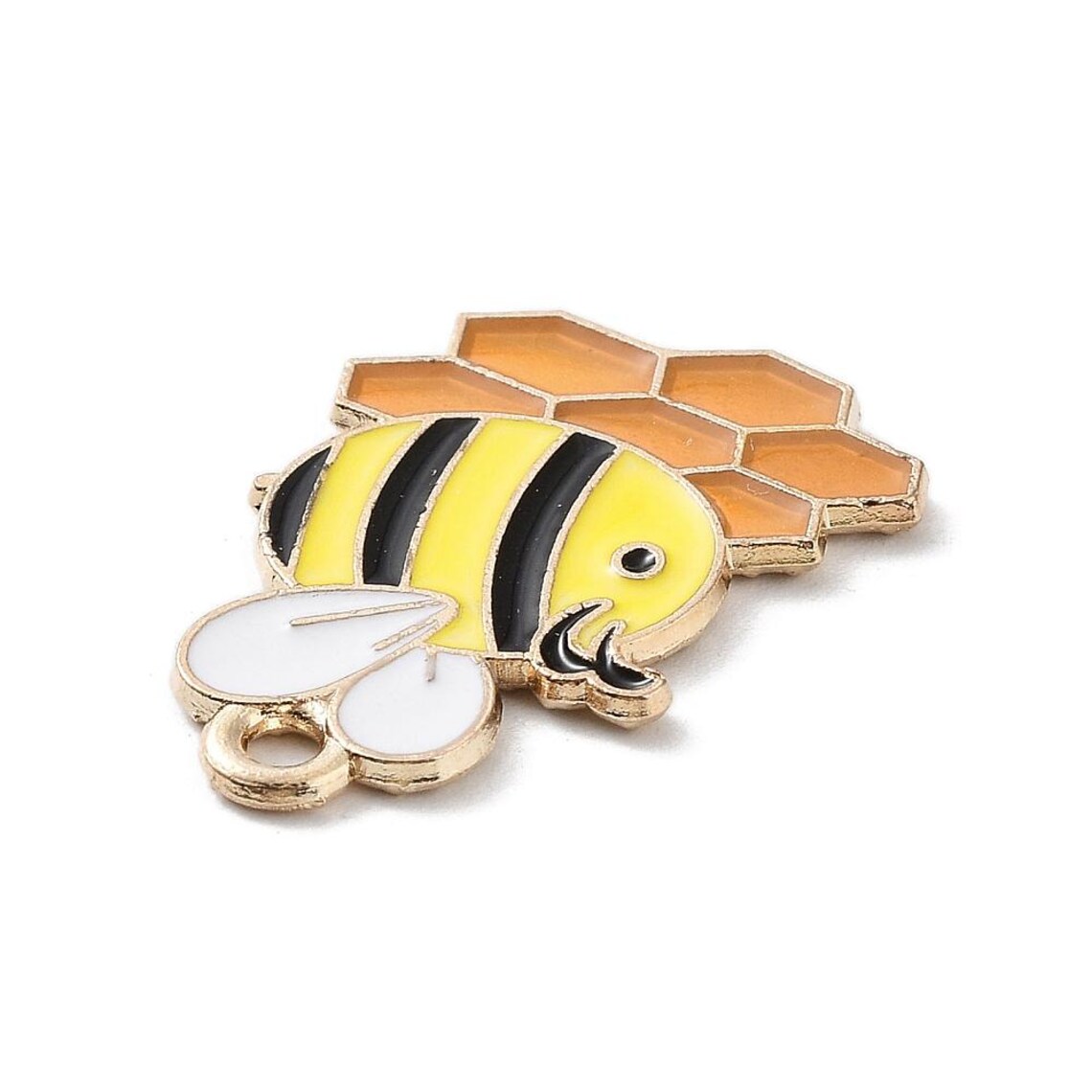 Gold Enamel Bee With Honeycomb Charm | Spring Charms | Insect Charms - Etsy