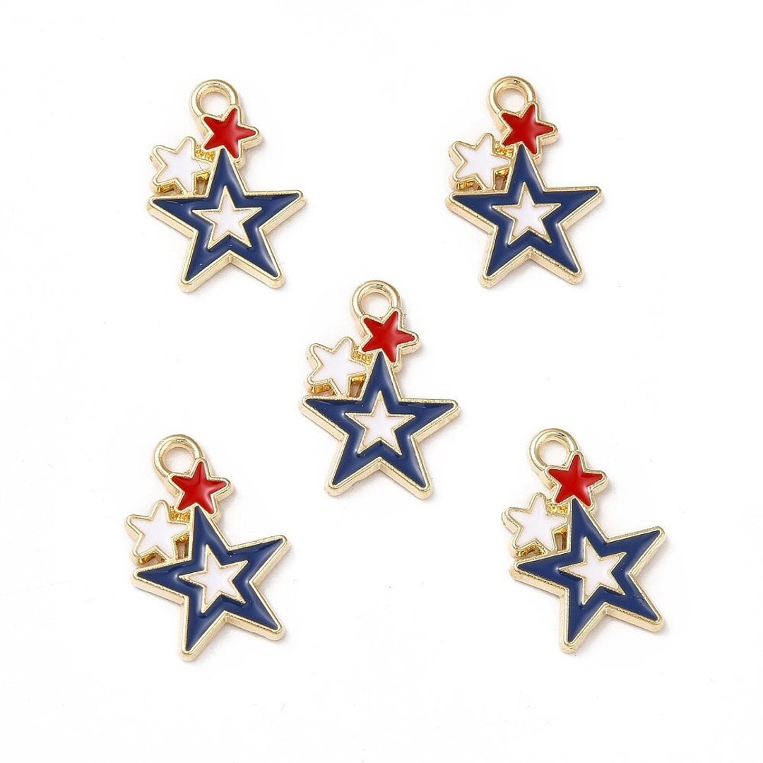 Gold Enamel Patriotic Star Charm | 4th of July Charms | Patriotic ...