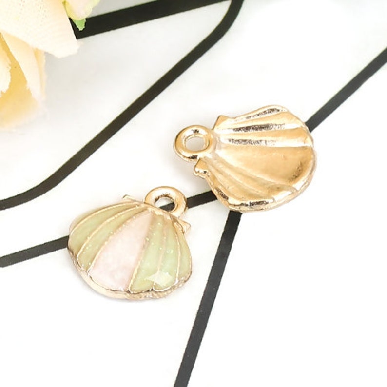10 Pcs Glitter Enamel Sea Shell Charm | Summer Charms | Ocean Charms - Etsy