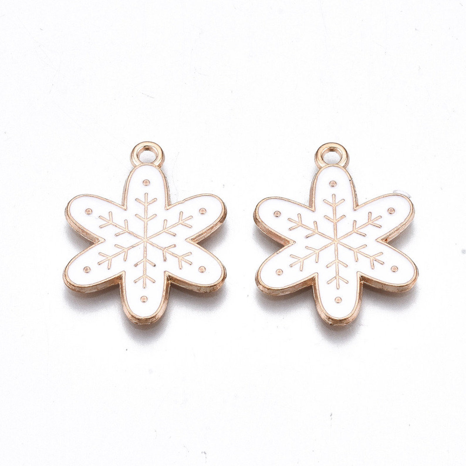 Gold Enamel Snowflake Charm | Christmas Charms | Winter Charms - Etsy