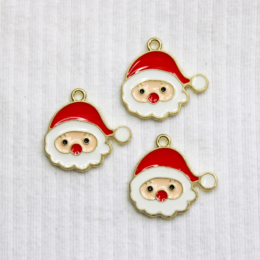 Cute Enamel Santa Head Charm Christmas Charms Bulk Charms Set of 5 ...